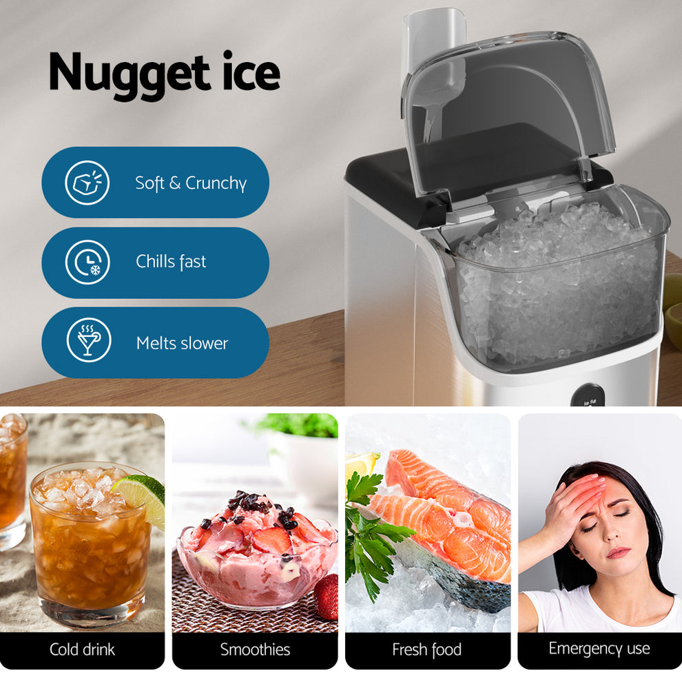 Devanti Ice Maker Machine 15kg Nugget Ice Cube – Lights On Site